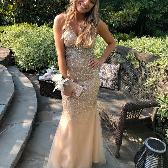 Dresses | Stunning Prom Dress Bodycon Fit Gold Sparkly | Poshmark